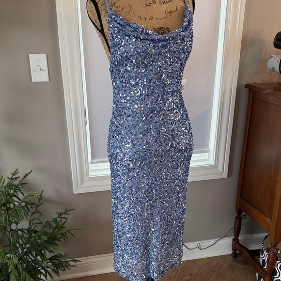 Morgan & Co. | Dresses | Morgan Co Sparkling Blue Midi Dress | Poshmark